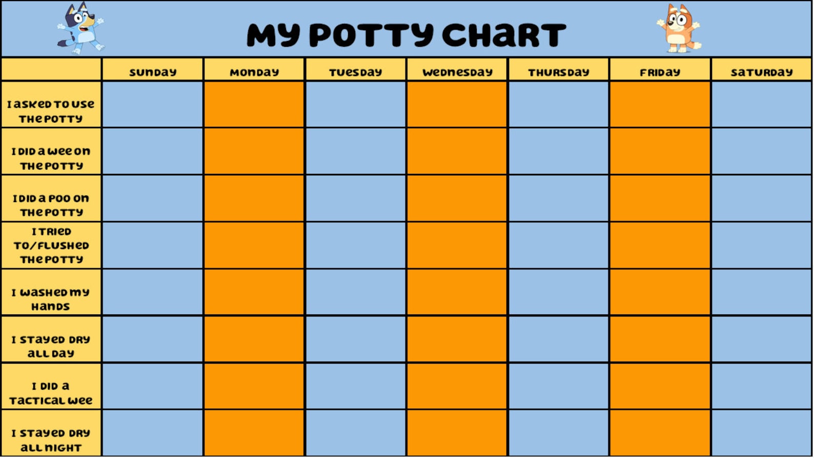 Potty Training Chart-bluey-digital Download-instant Download-printable ...