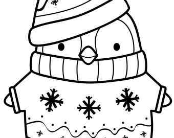Penguin Snowman Coloring Pages