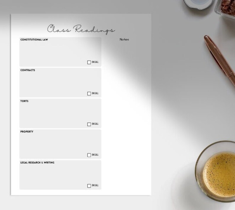 Law School Class Readings Planner (customized) - Etsy