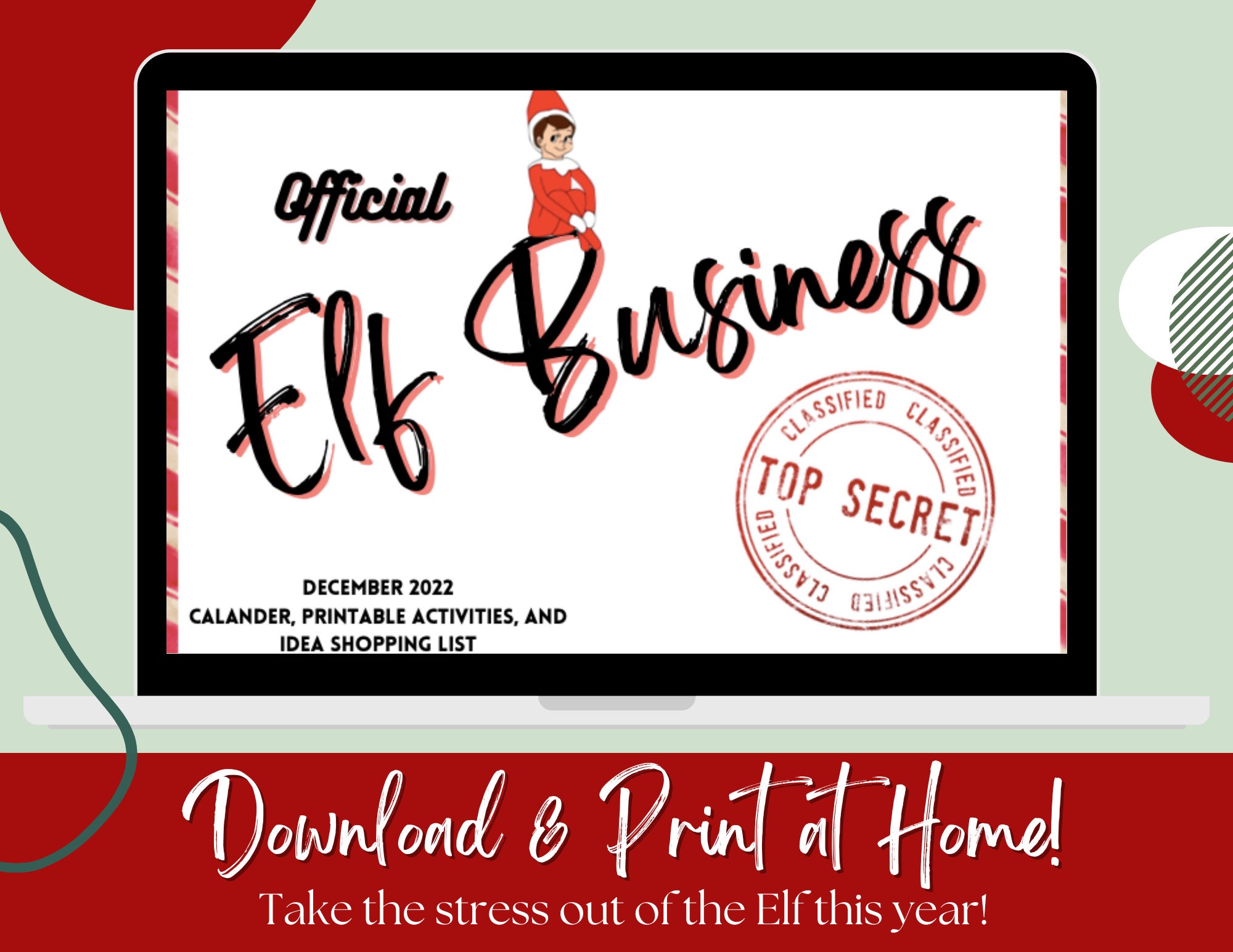 Printable Elf Kit | Elf Kit | Elf Calendar | 24 Day Elf | Christmas Elf ...