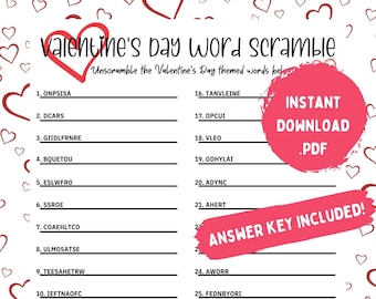 Digital Valentine's Day Word Scramble - Etsy