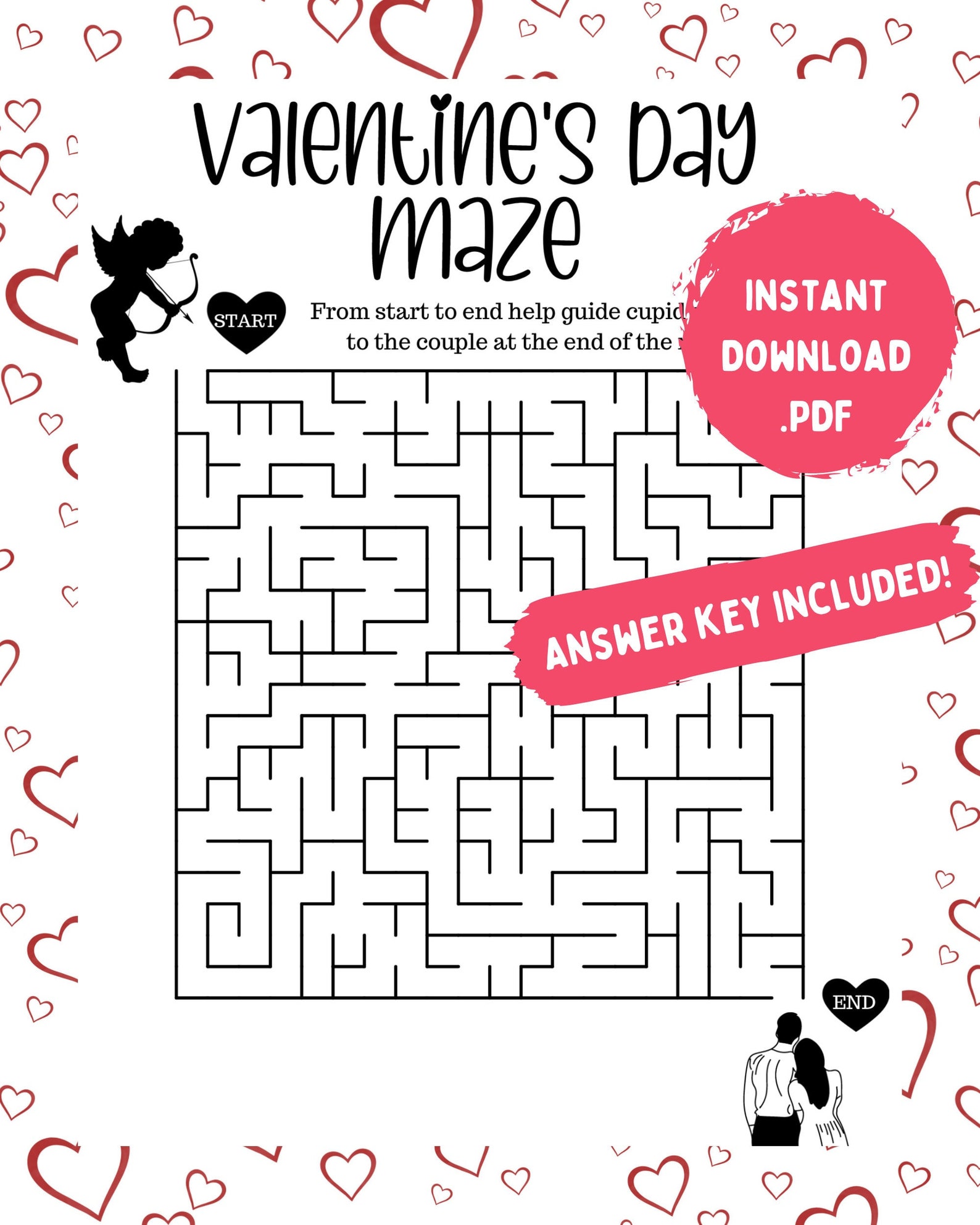 Valentine's Day Maze: Cupid's Arrow Game (printable PDF) - Etsy