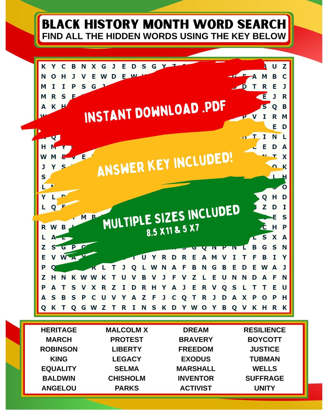 Black History Month Word Search Printable | BHM Classroom Activity for ...