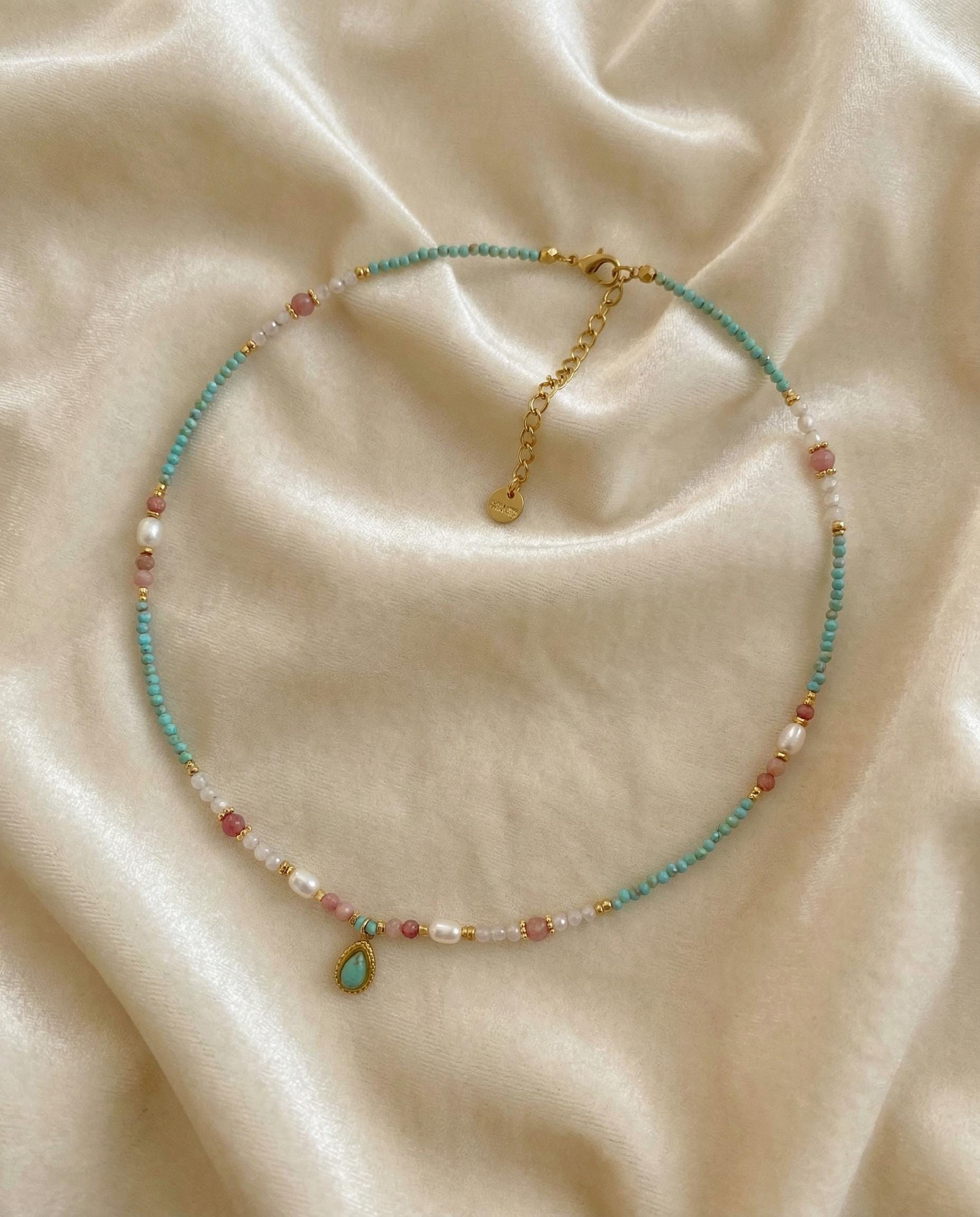 Pearl Bead Chain Water Droplet Pendant Necklace - Etsy