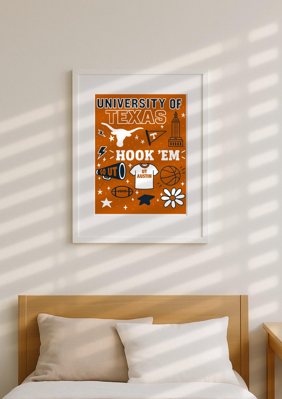 University of Texas Longhorns Poster | Hook 'em Wall Art | Burnt Orange ...
