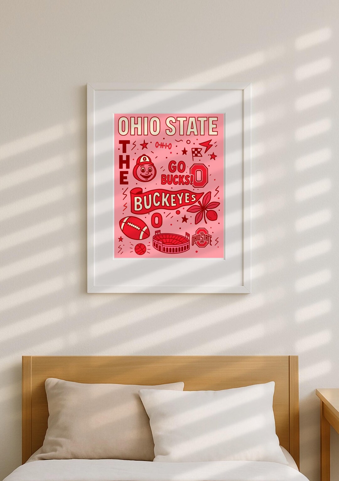 Pink Ohio State University Dorm Room Wall Art | Digital Download ...