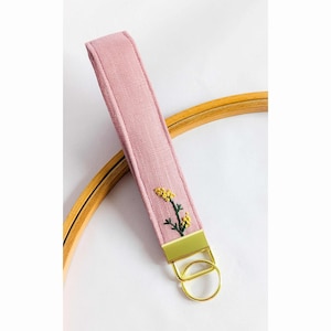 Personalized Keychain, Flower Embroidered Key Fob, Personalized ...