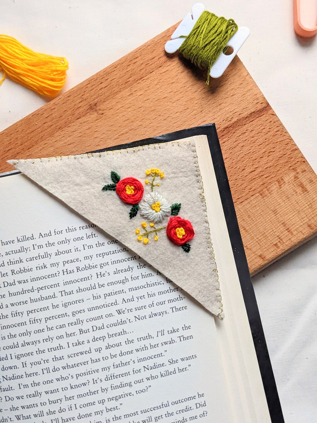 Embroidered Felt Book Mark, Corner Bookmark, Personalized Christmas ...
