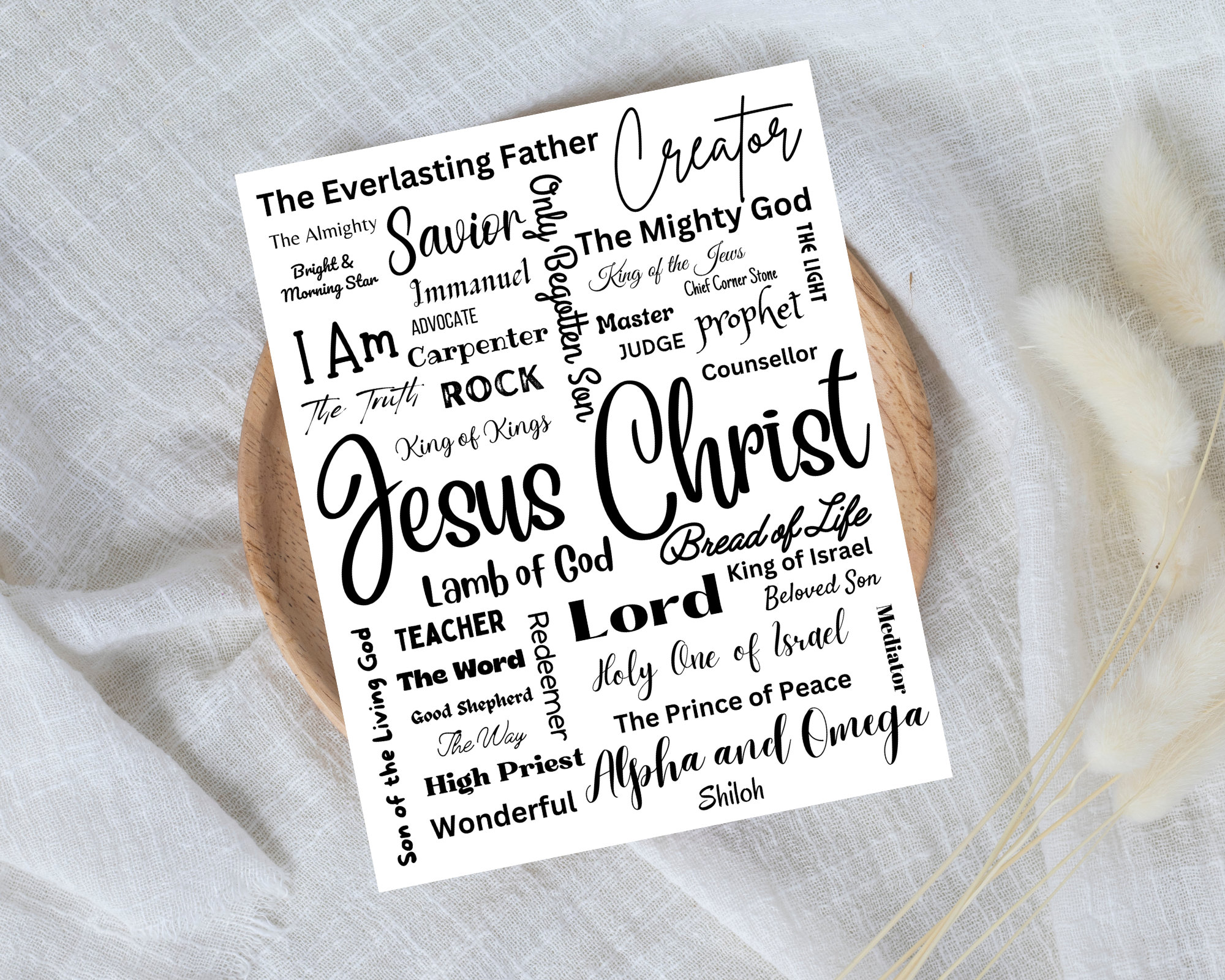 Names of Jesus Christ, Christian Art, Easter Gift, Titles of Our Savior ...