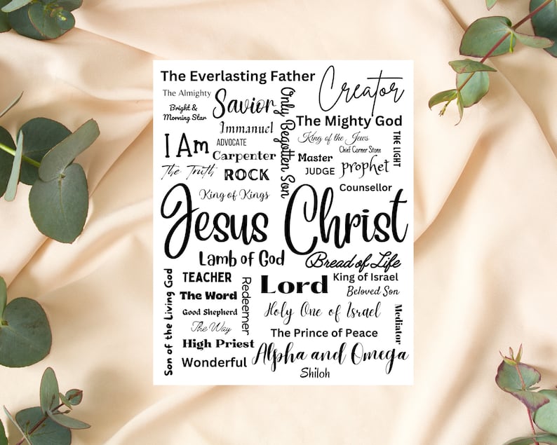 Names of Jesus Christ Christian Art Easter Gift Titles of - Etsy