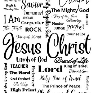 Names of Jesus Christ, Christian Art, Easter Gift, Titles of Our Savior ...