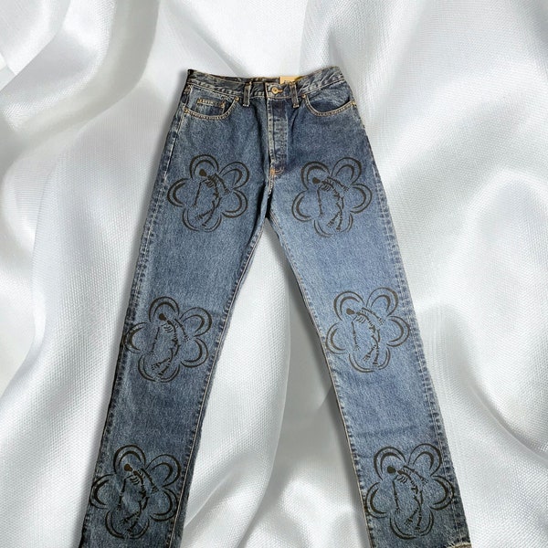 Printed Jeans - Etsy UK