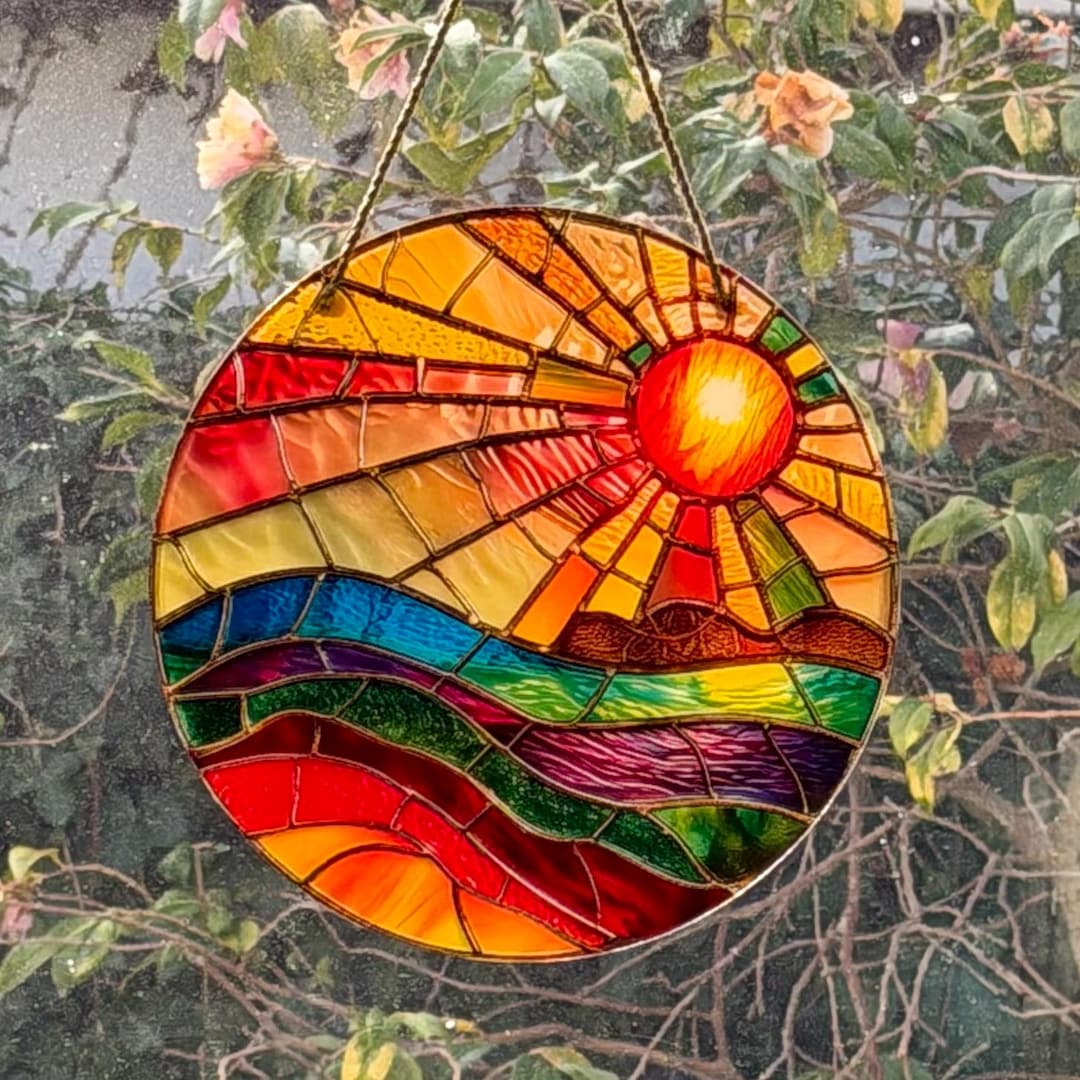 Sun & Landscape 8” Acrylic Window Hanging Decor Suncatcher - Etsy UK