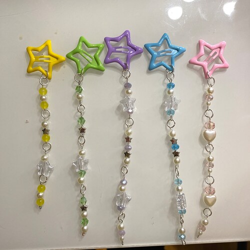 Star Hair Clips / Beaded Star Hair Clips / Star Fairycore - Etsy