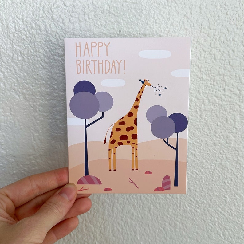 Happy Birthday Card, Greeting Card, Giraffe Birthday Card - Etsy