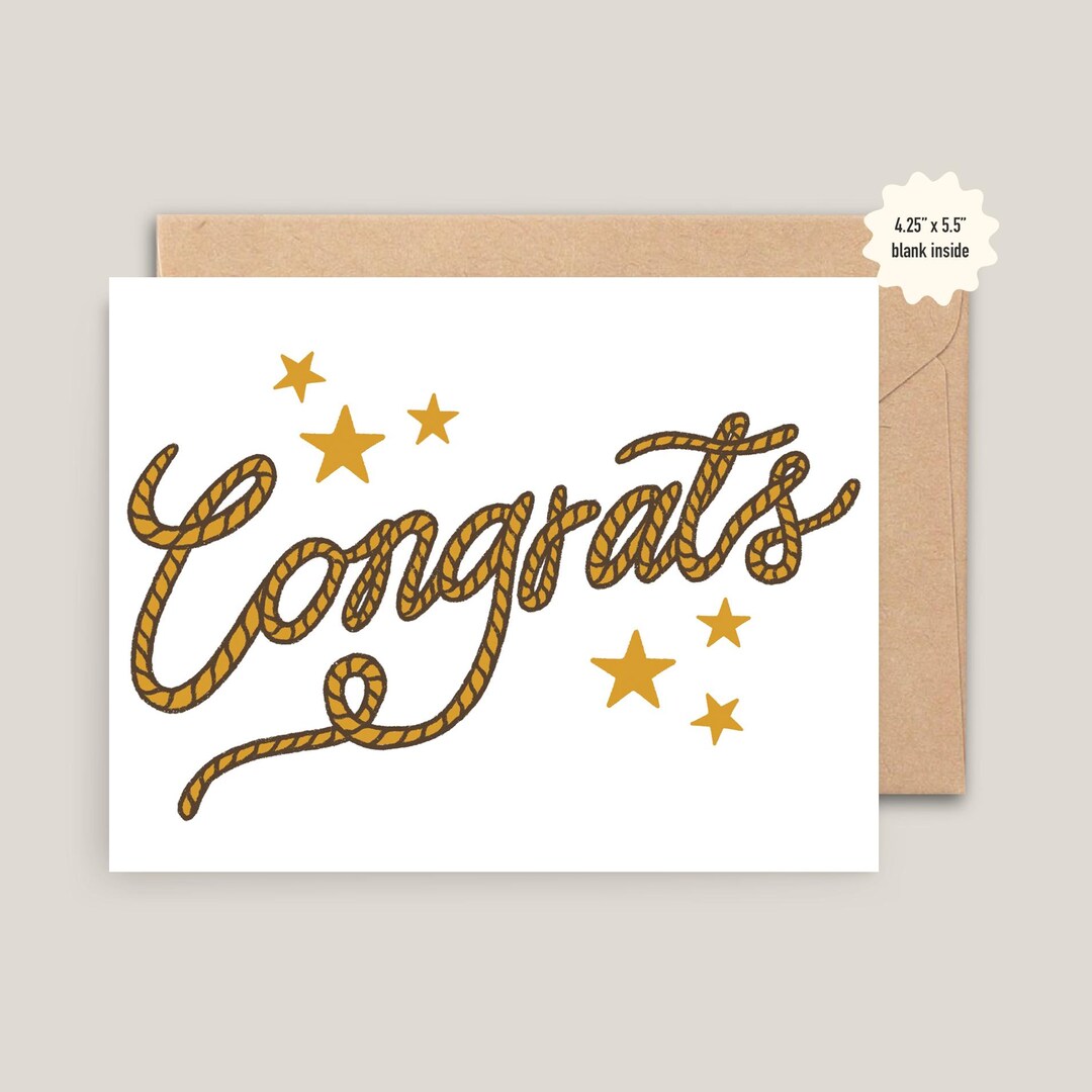 Congrats Card, Congratulations, Western Themed Congrats Card, Rope ...