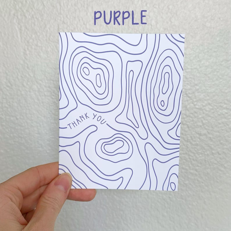 Topo Thank You Card, Map Thank You Card, Simple Thank You, Outdoors ...