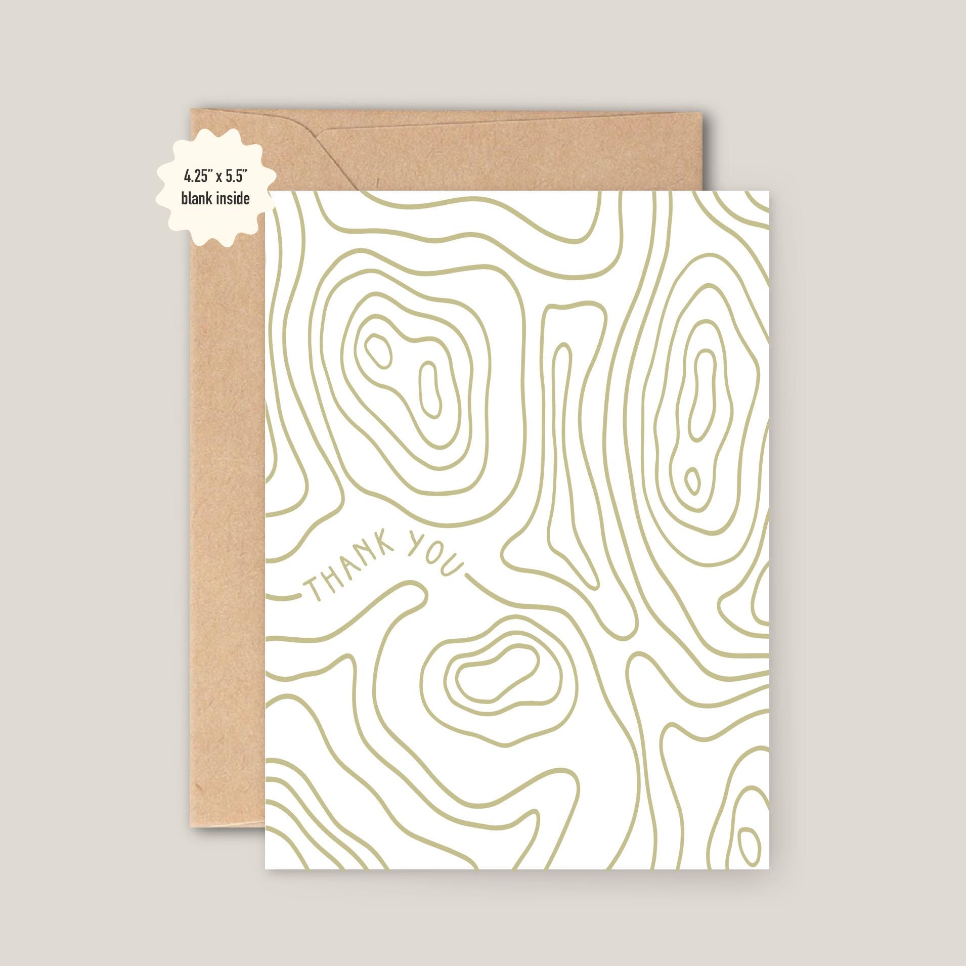 Topo Thank You Card, Map Thank You Card, Simple Thank You, Outdoors ...