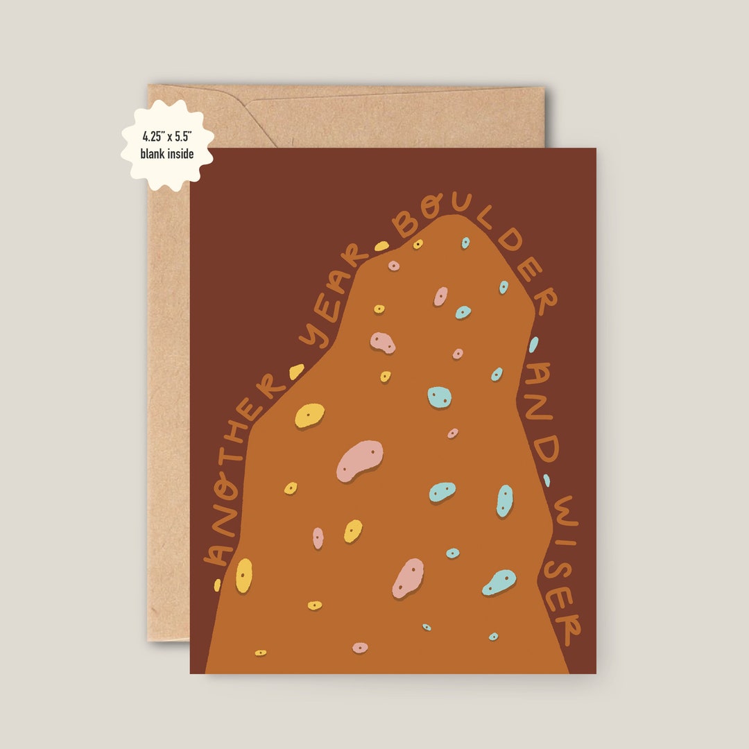 Boulder and Wiser Birthday Card, Greeting Card, Bouldering Birthday ...
