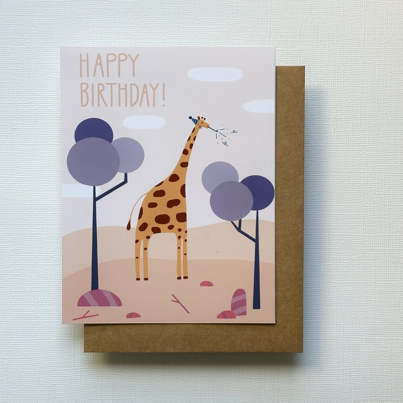 Happy Birthday Card, Greeting Card, Giraffe Birthday Card - Etsy