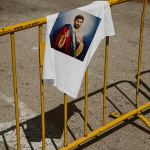 Lionel Messi Jesus Christ Theme Graphic Tee, Holy Messi Illustration T ...