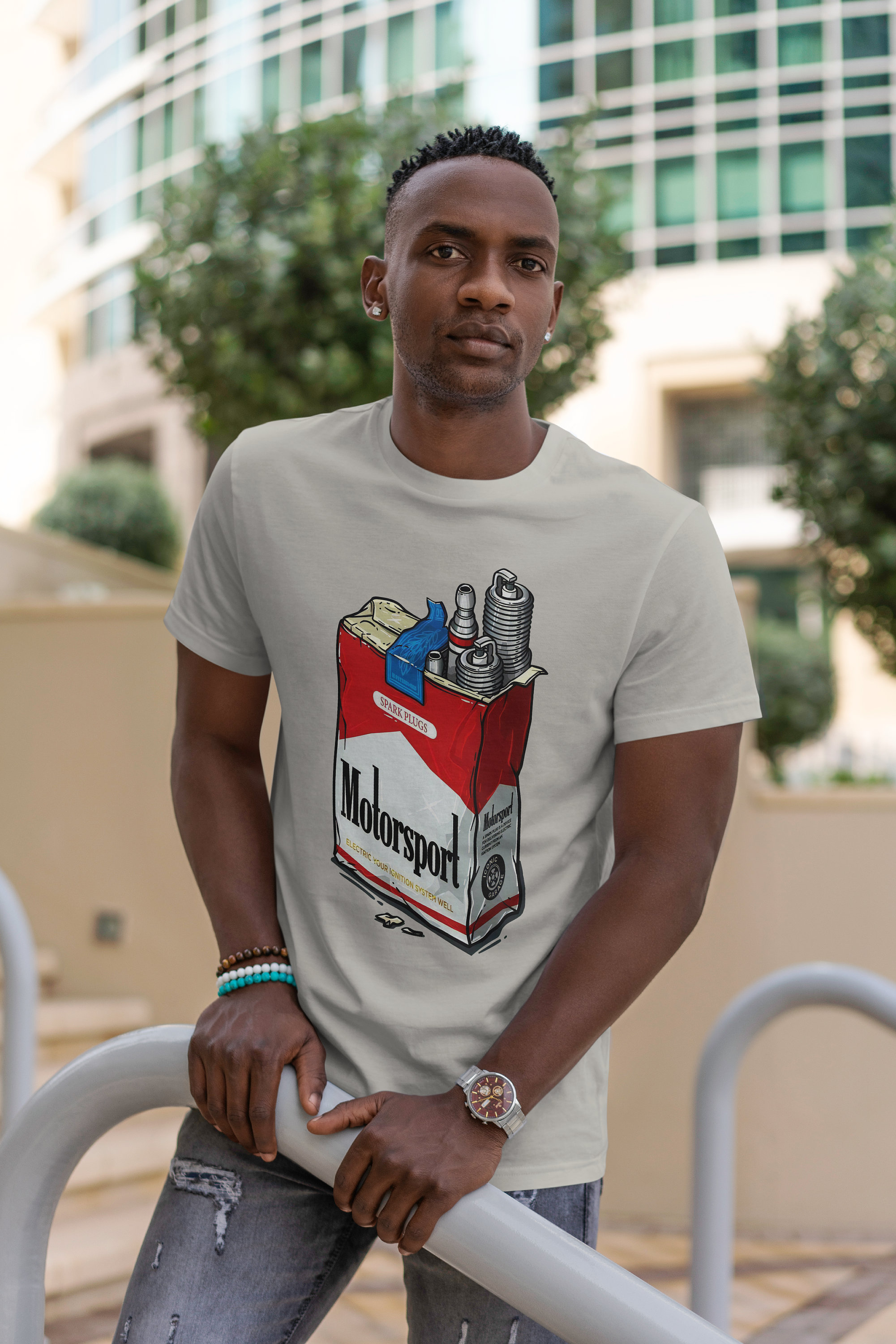 Spark Plug Shirt Marlboro Pack Themed Graphic Tee for Petrolheads Spark ...