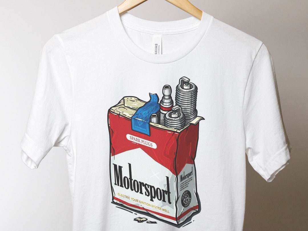 Spark Plug Shirt Marlboro Pack Themed Graphic Tee for Petrolheads Spark ...