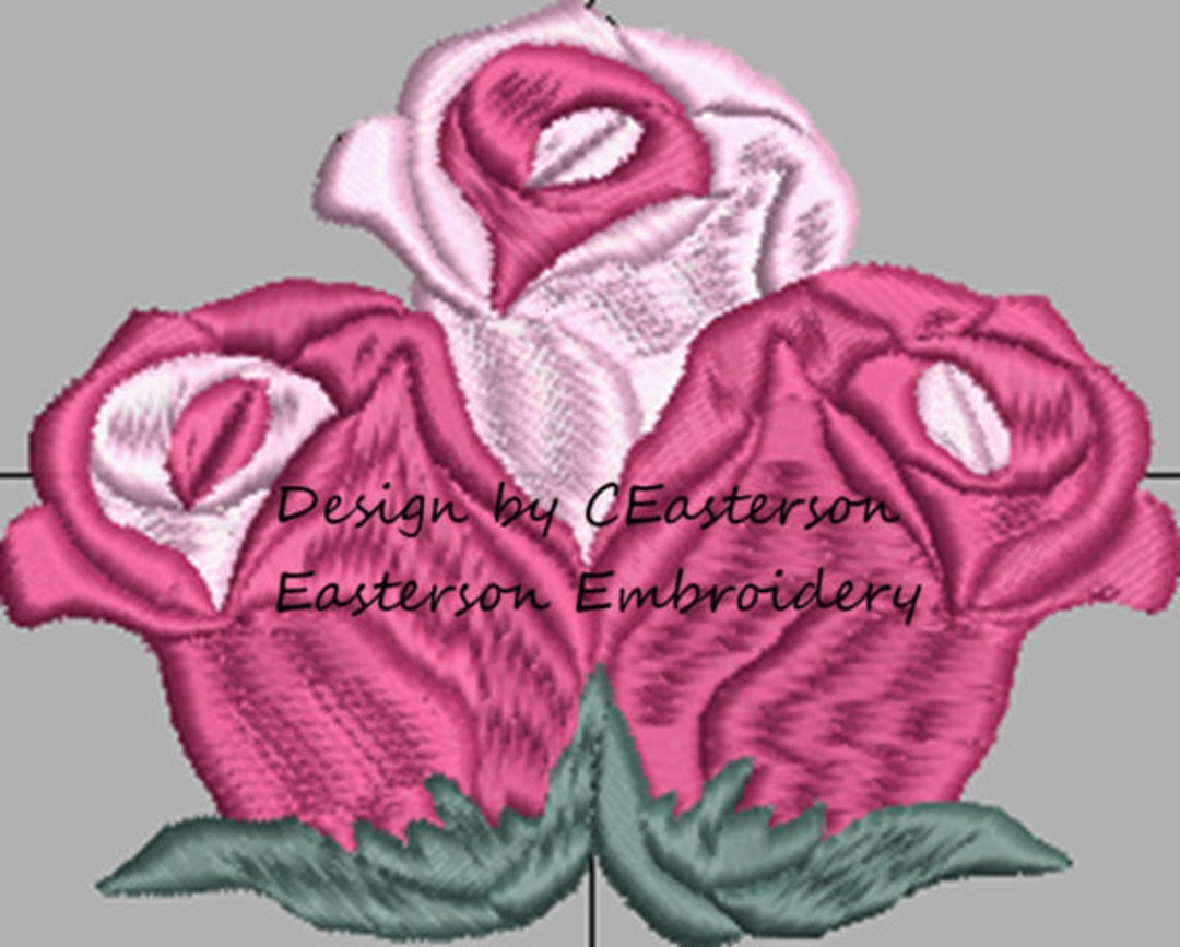 Rose Machine Embroidery Small Bouquet - Etsy