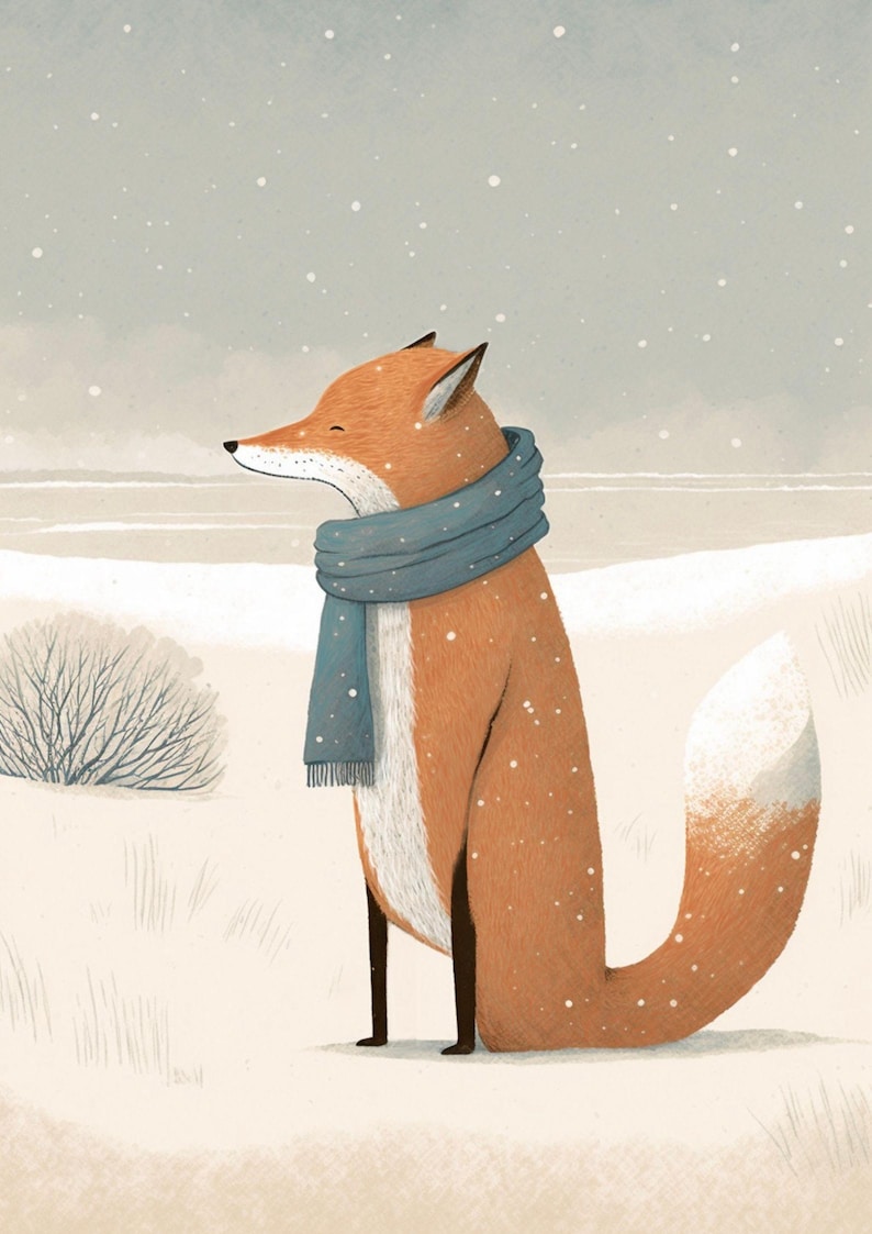 Red Fox in a Snowy Forest. Winter Scene. Snowy Fox. Fox in a Scarf ...