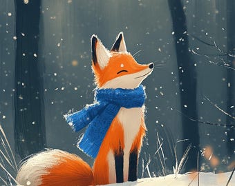 Red Fox in a Snowy Forest. Winter Scene. Snowy Fox. Fox in a Scarf ...