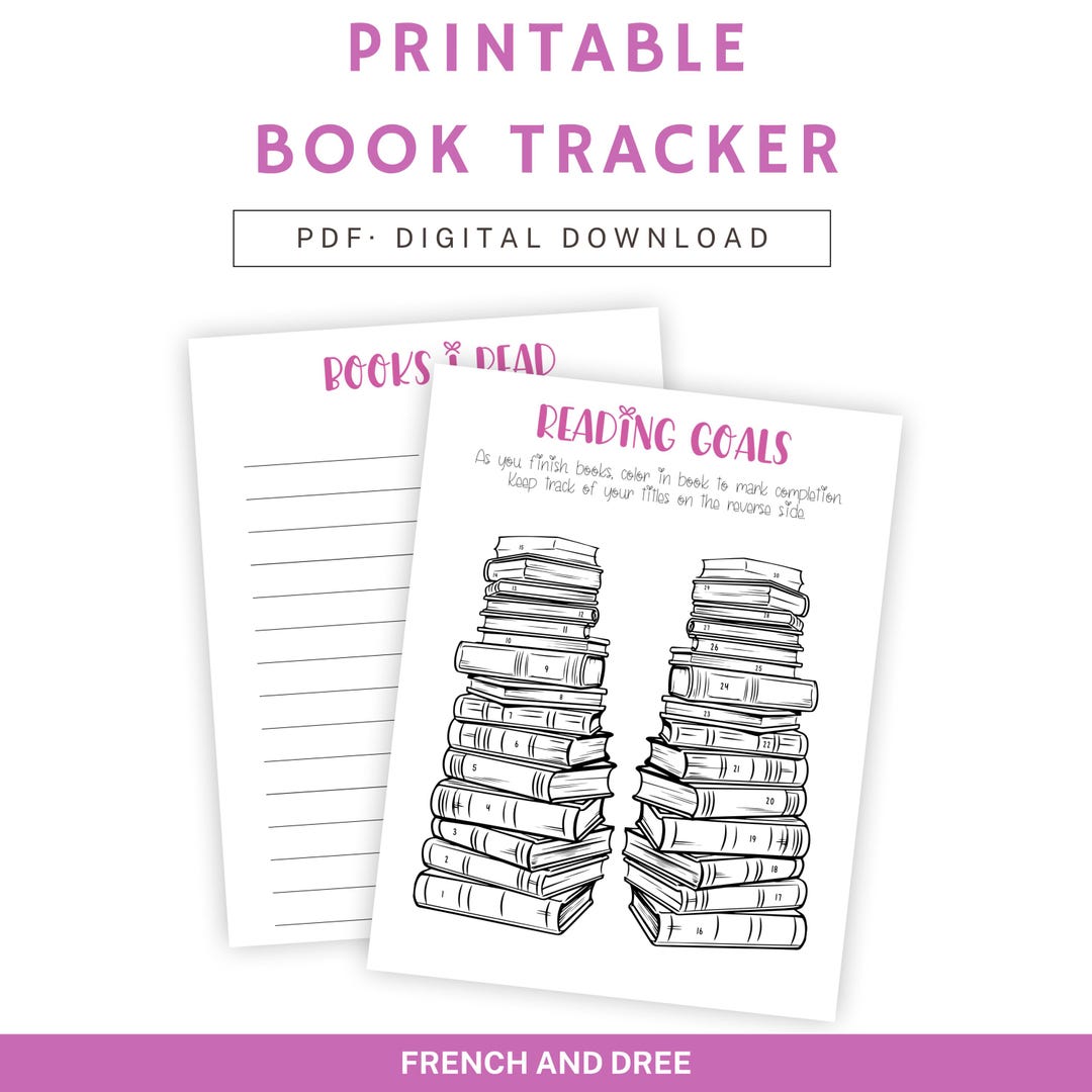 Printable Book Tracker | Color-in Reading Goal Chart | Pink and Black ...