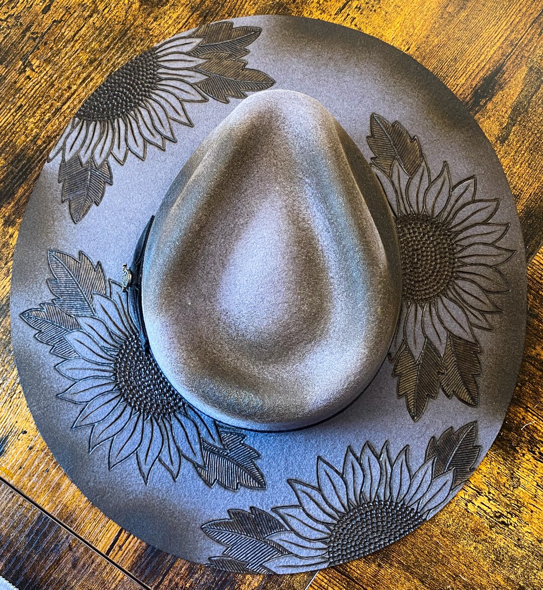 Charlie One Horse Sunflower Burned Felt Hat - Etsy