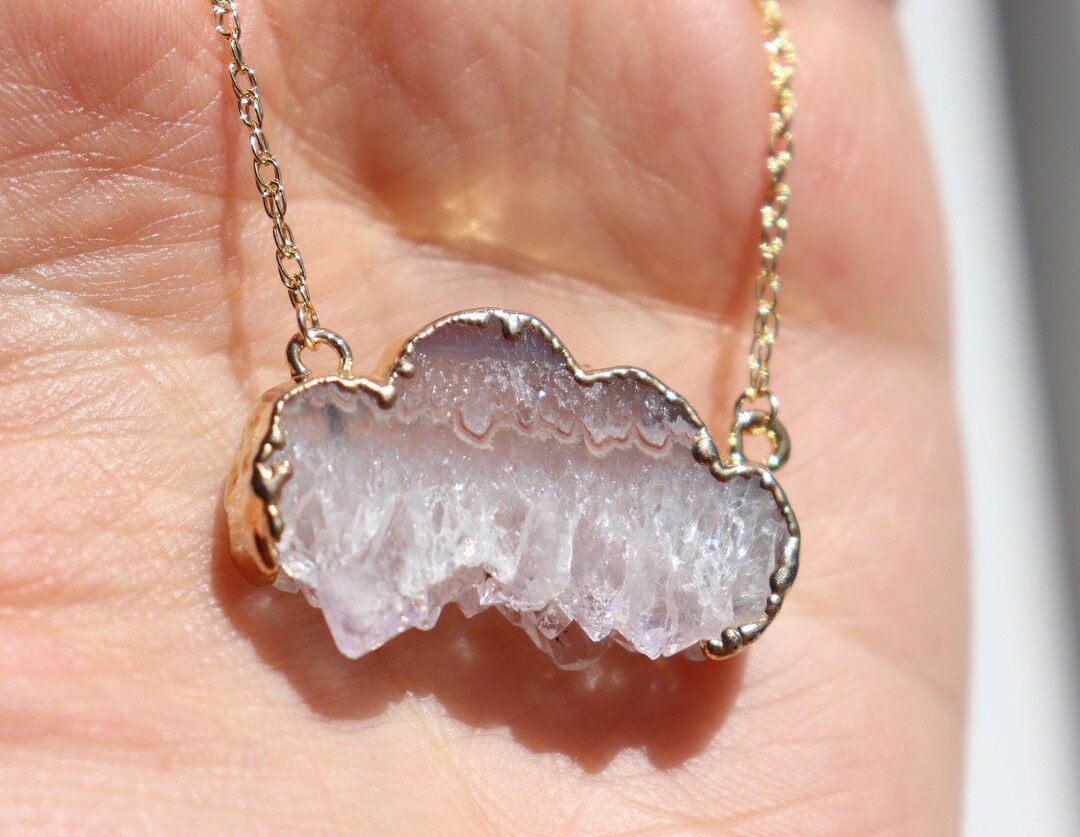 Crystal Slice Necklaces in Different Shapes and Gemstones - Etsy