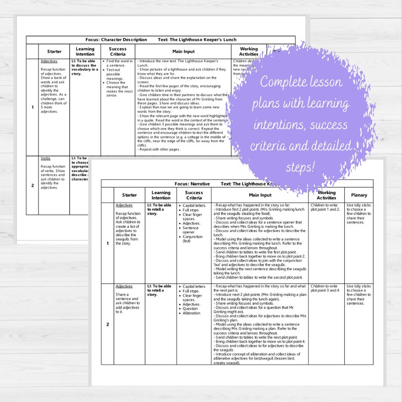 The Lighthouse Keeper's Lunch KS1 English Bundle - Etsy