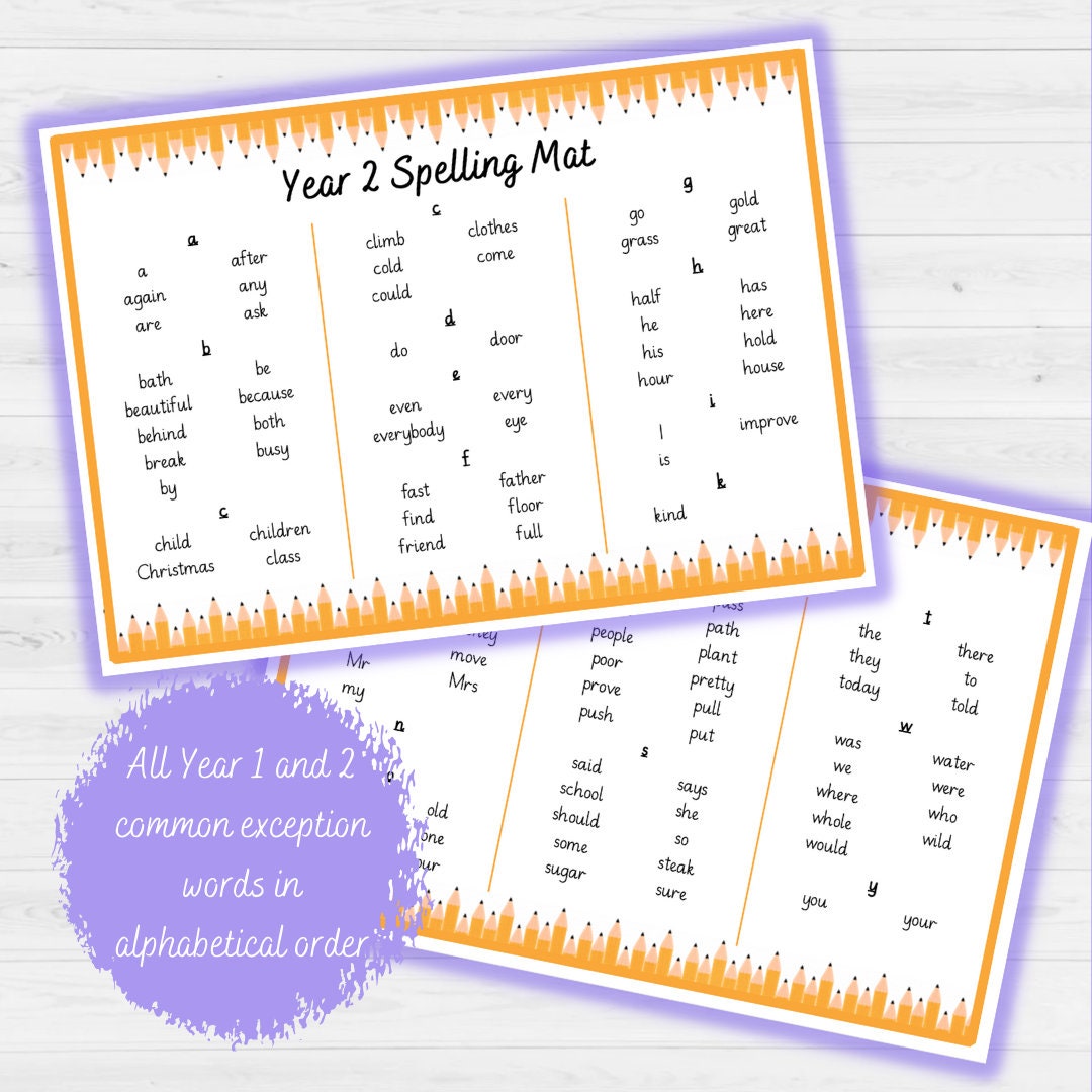 KS1 Common Exception Word Spelling Mats - Etsy