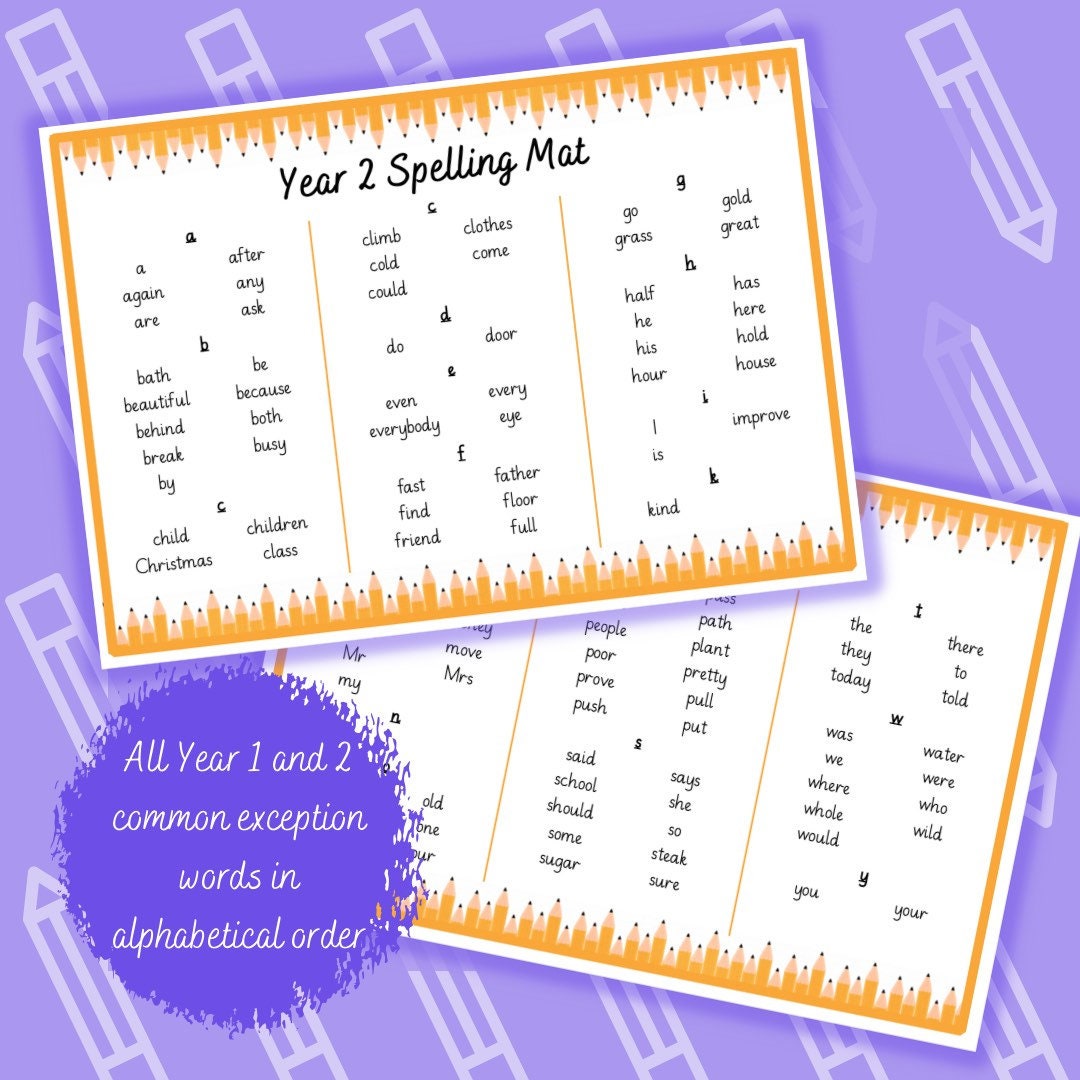 KS1 Common Exception Word Spelling Mats - Etsy