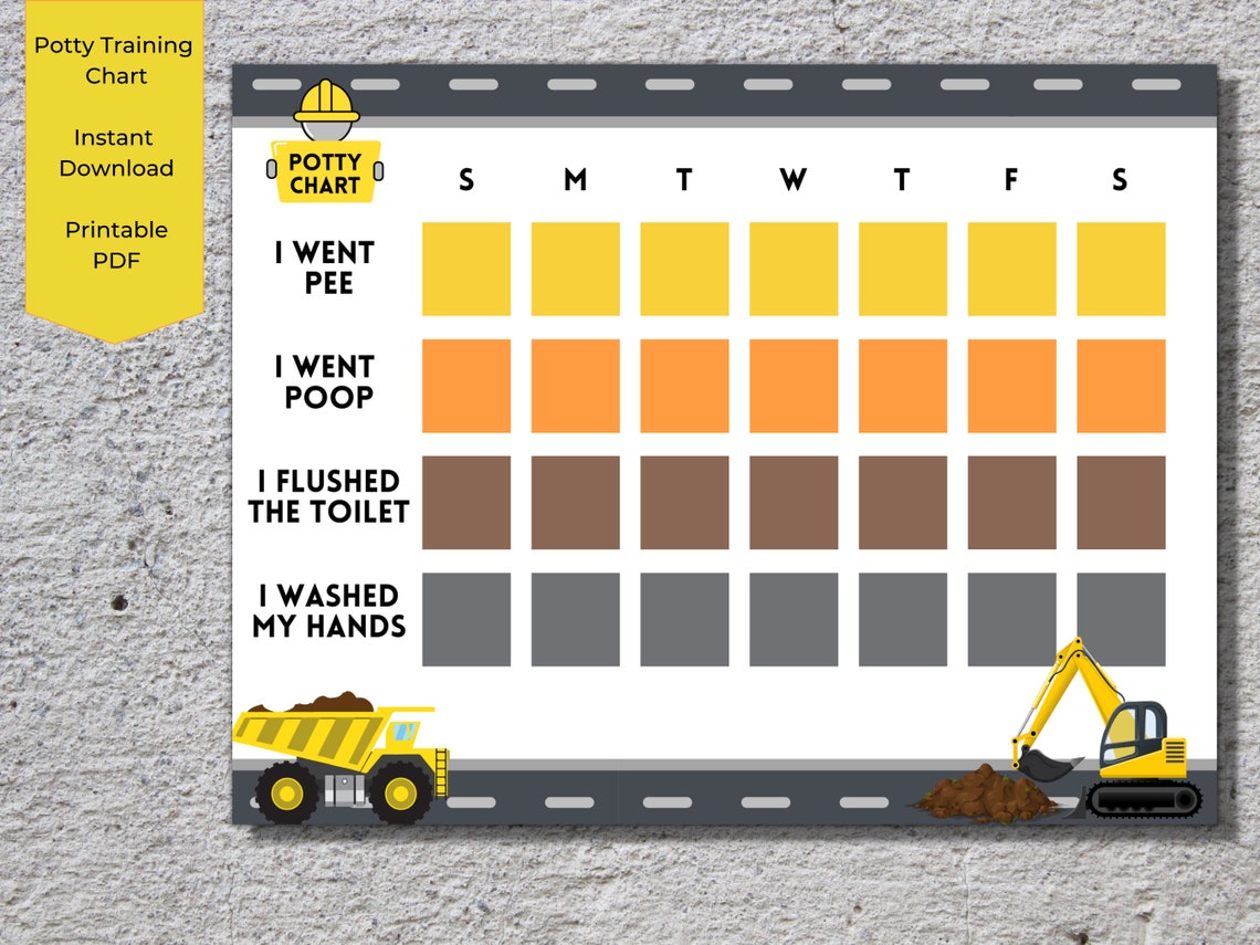 Trucks Potty Training Chart Printable | 11 X 8.5 Printable Potty ...