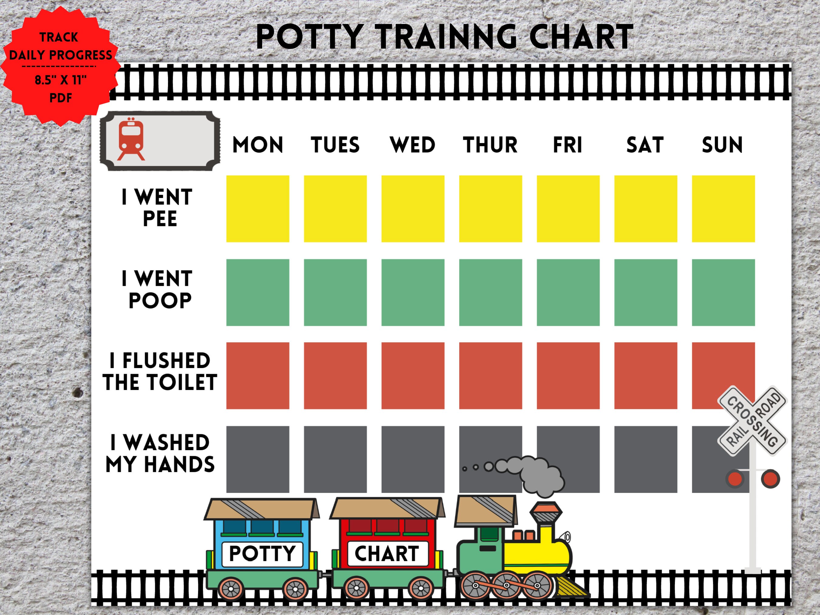 Train Potty Training Chart Printable | Print 8.5 X 11 Train Potty Chart ...