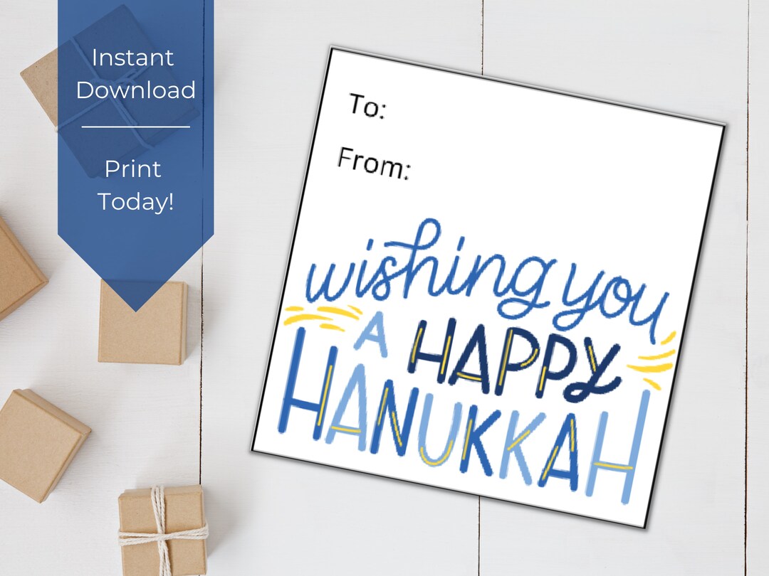 Happy Hanukkah Printable 2 X 2 Gift Tags Instant Download Printable ...