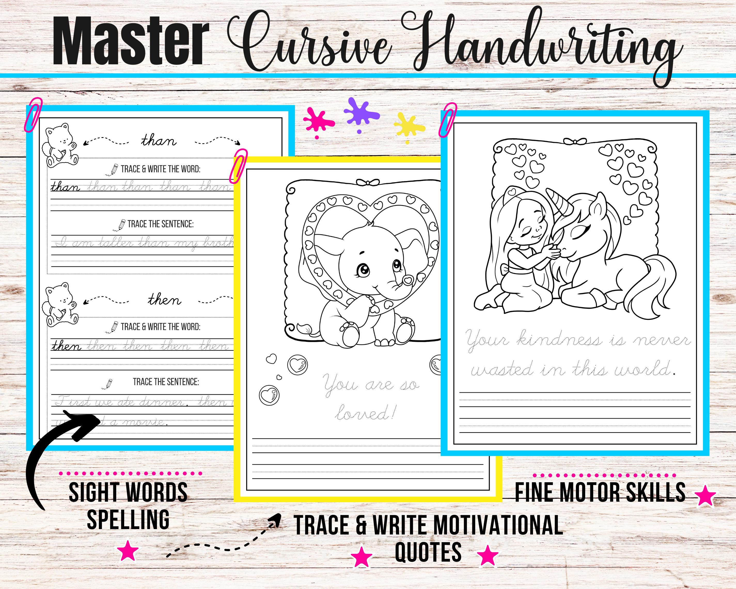 Cursive Handwriting Workbook Bundle for Kids 8-12 (PDF Download) - Etsy