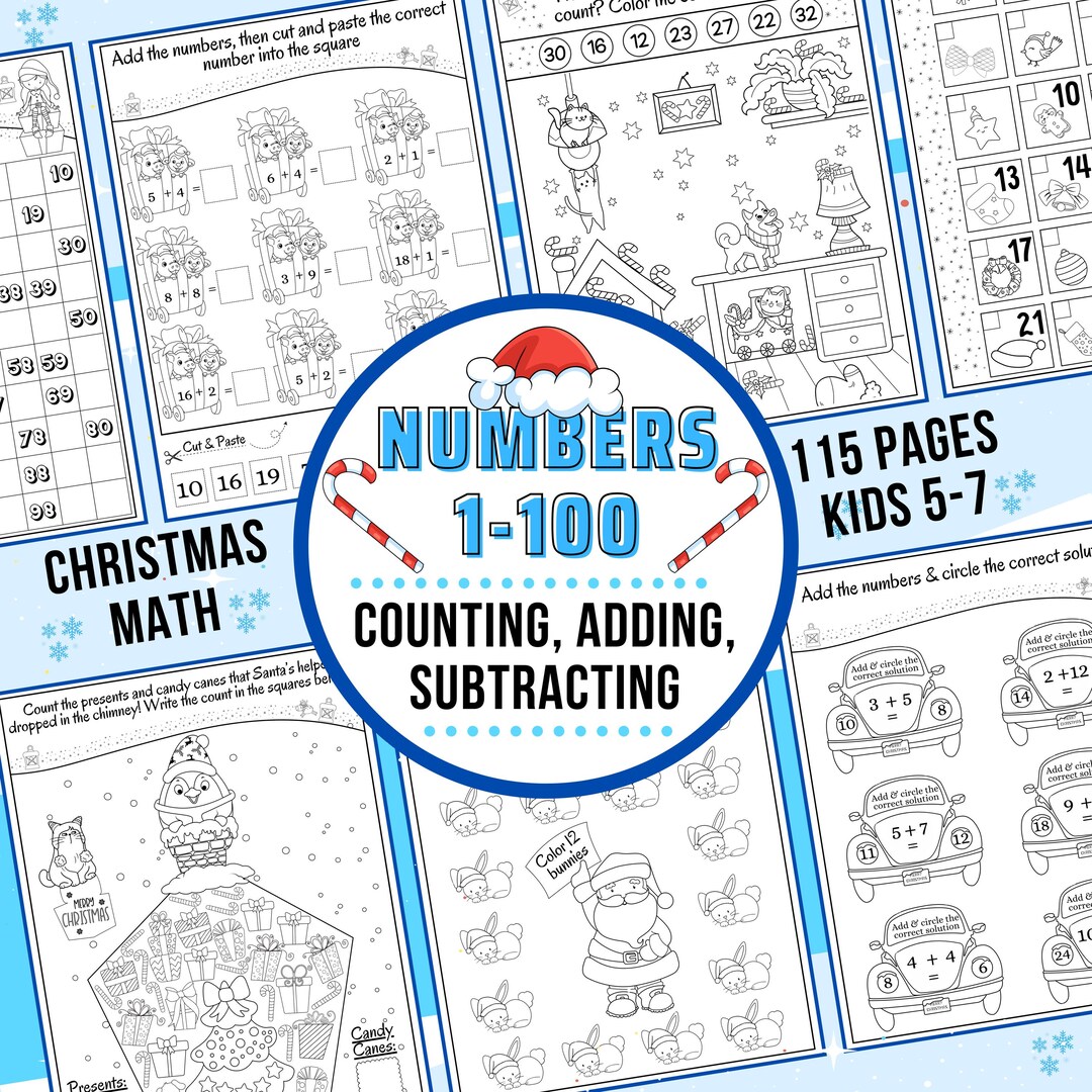 Christmas Math Printables, Problem Solving, Numbers, Counting, Addition ...
