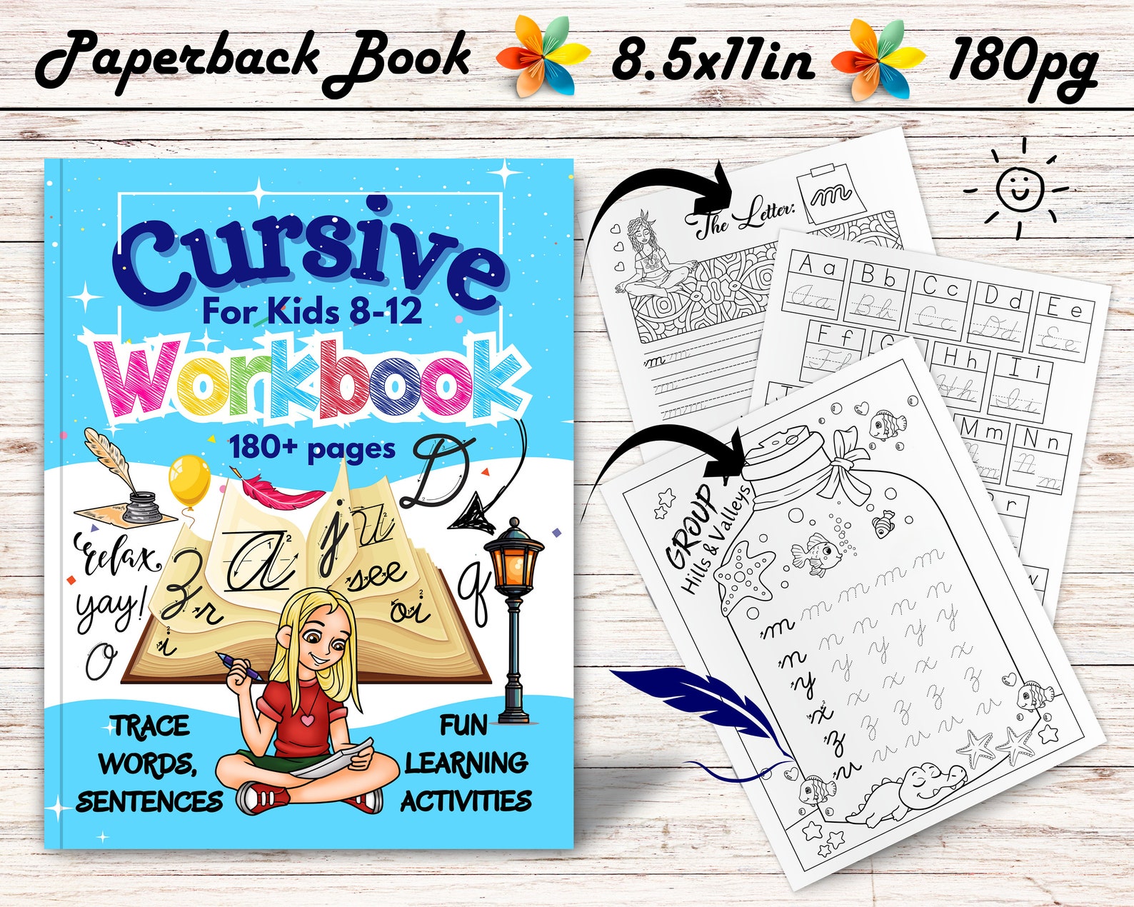 Cursive Workbook for Kids & Teens 8-12, Cursive Alphabet Practice ...