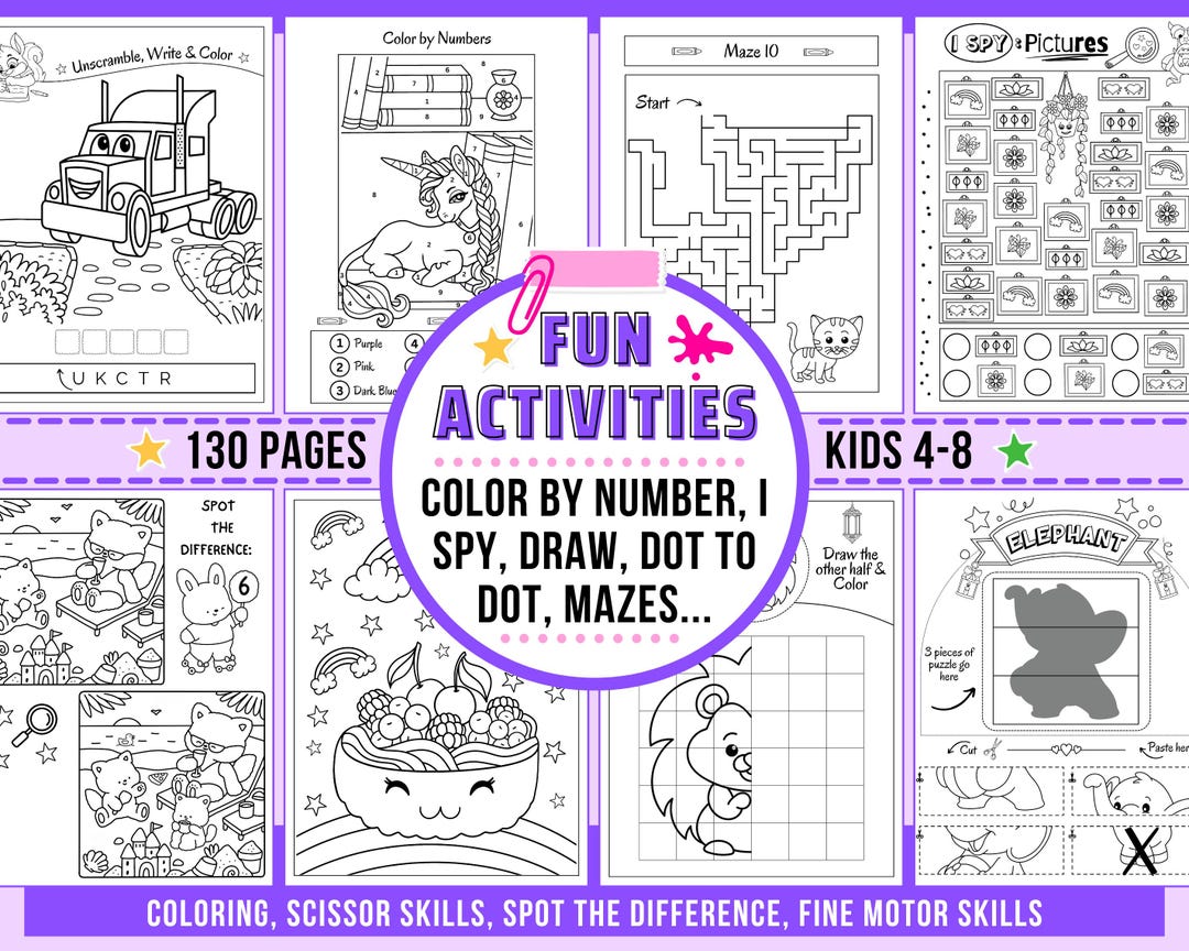 Fun Activity Bundle for Kids: Mazes, Dot-to-dot, Coloring (digital ...