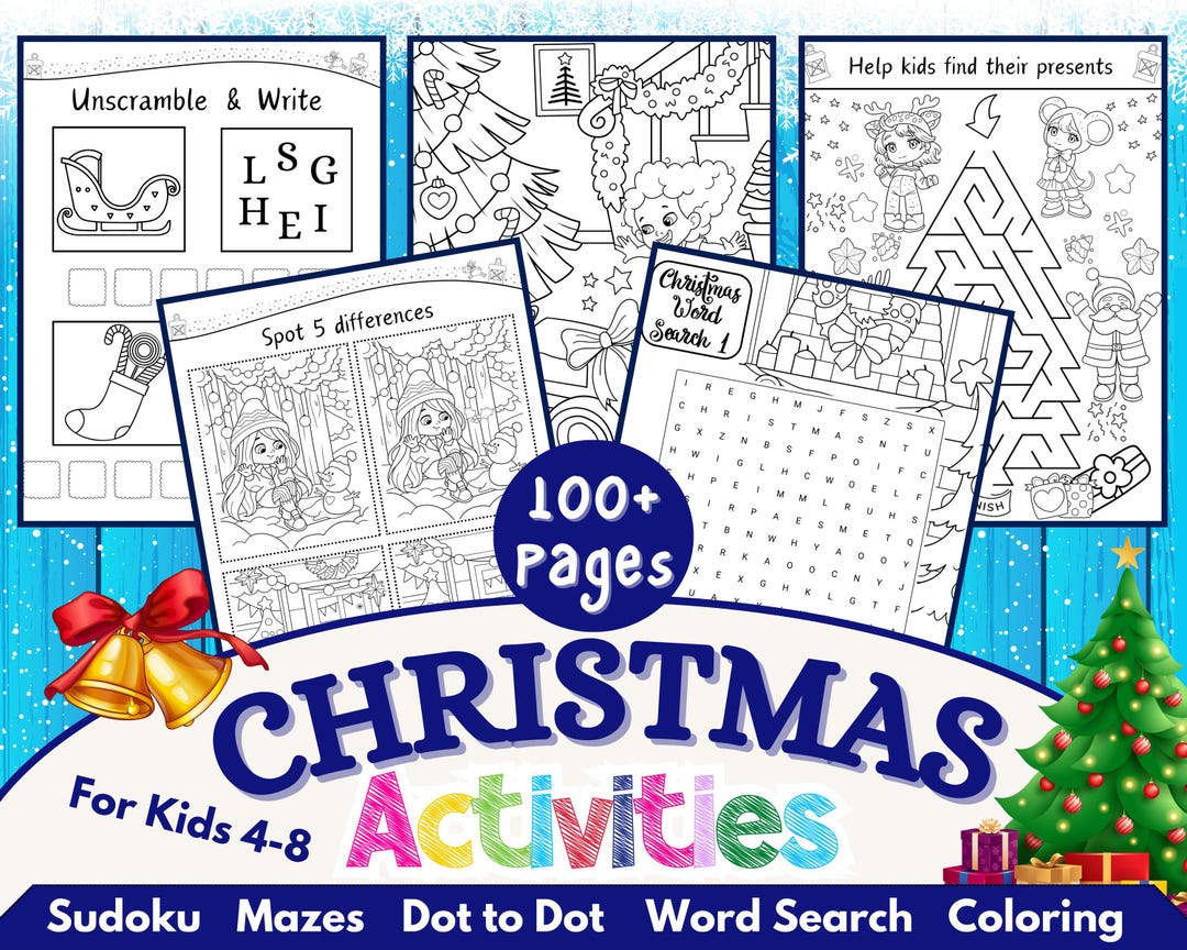 Christmas Activity Book, Cute Coloring Pages, Fun for Creative Kids ...