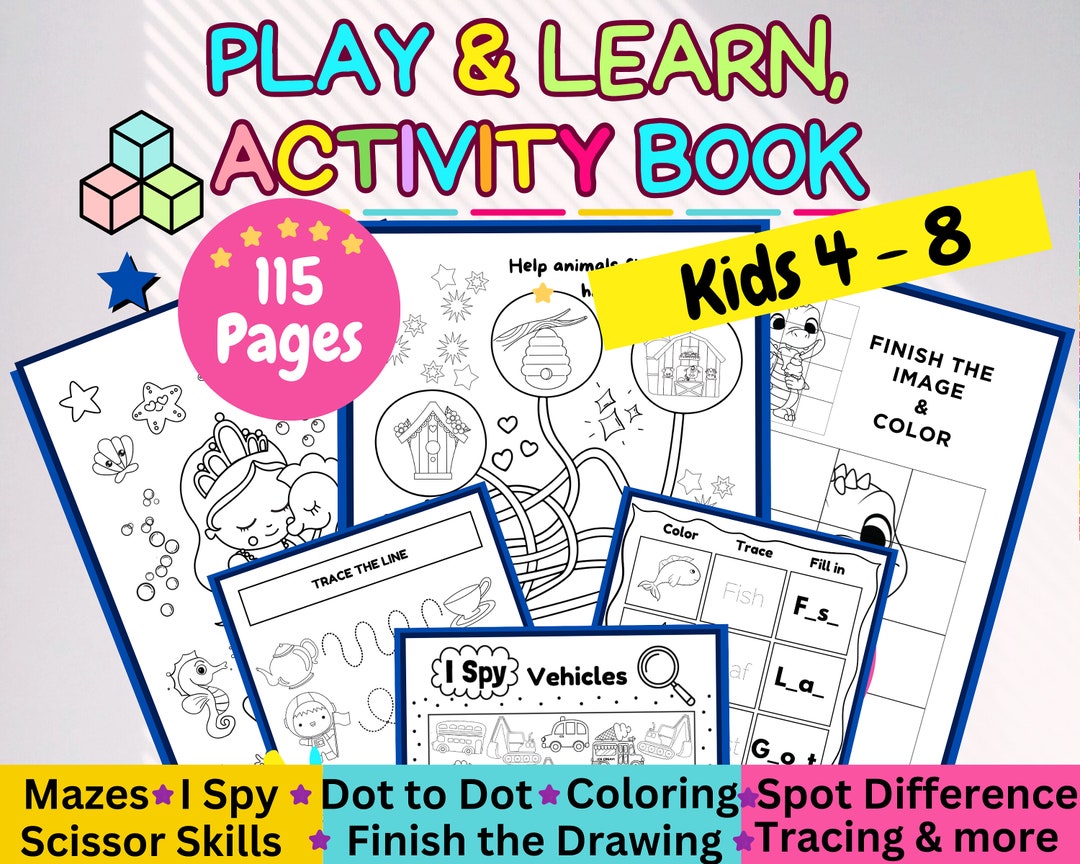 Kindergarten Grade 1 & 2 Activity Book for Kids Learn How to - Etsy