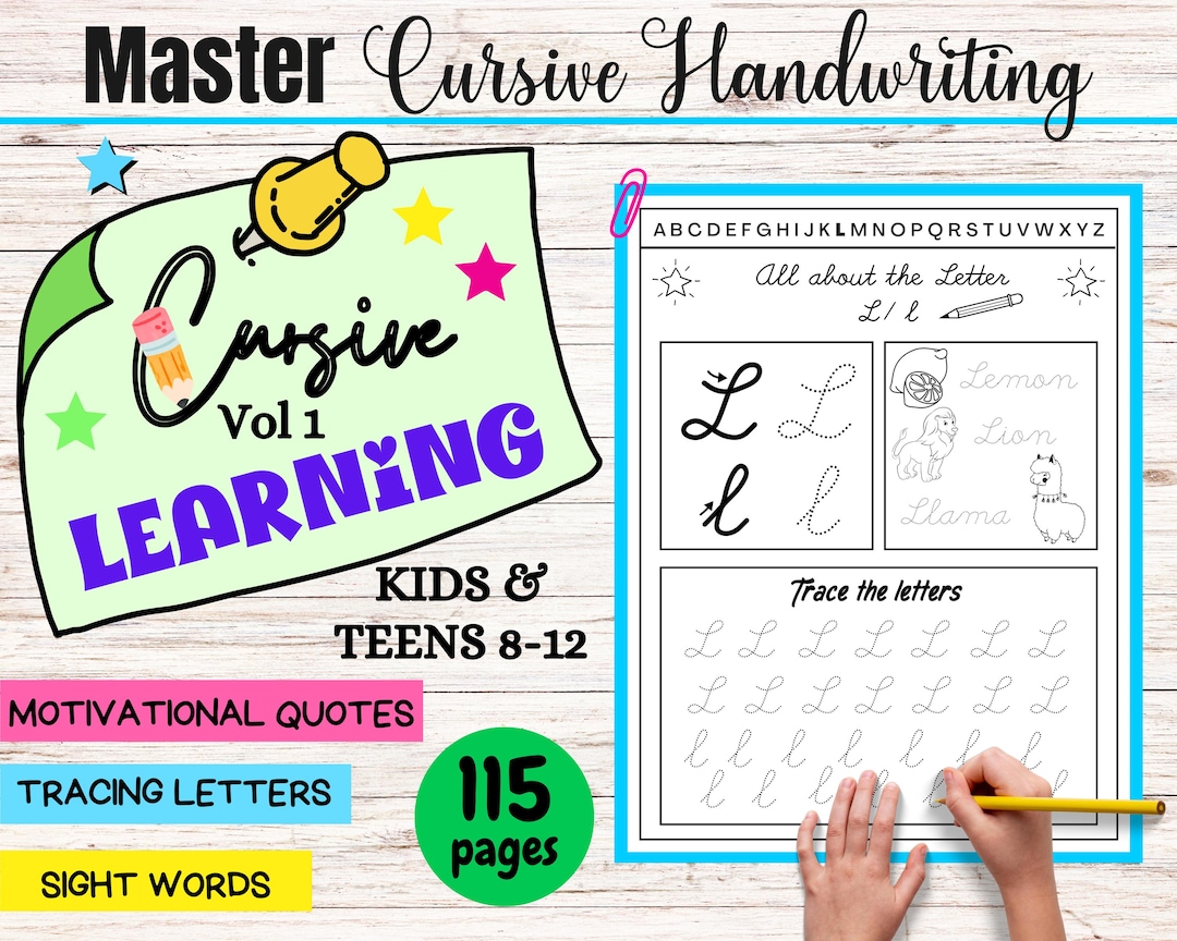 Cursive Handwriting Workbook for Kids 8-12: Alphabet Tracing (PDF ...