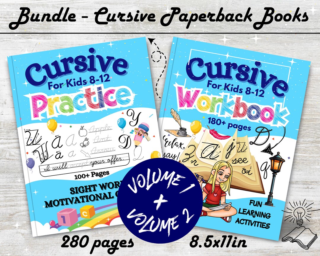 Cursive Textbook Bundle for Kids 8-12, Cursive Alphabet Practice, Learn ...