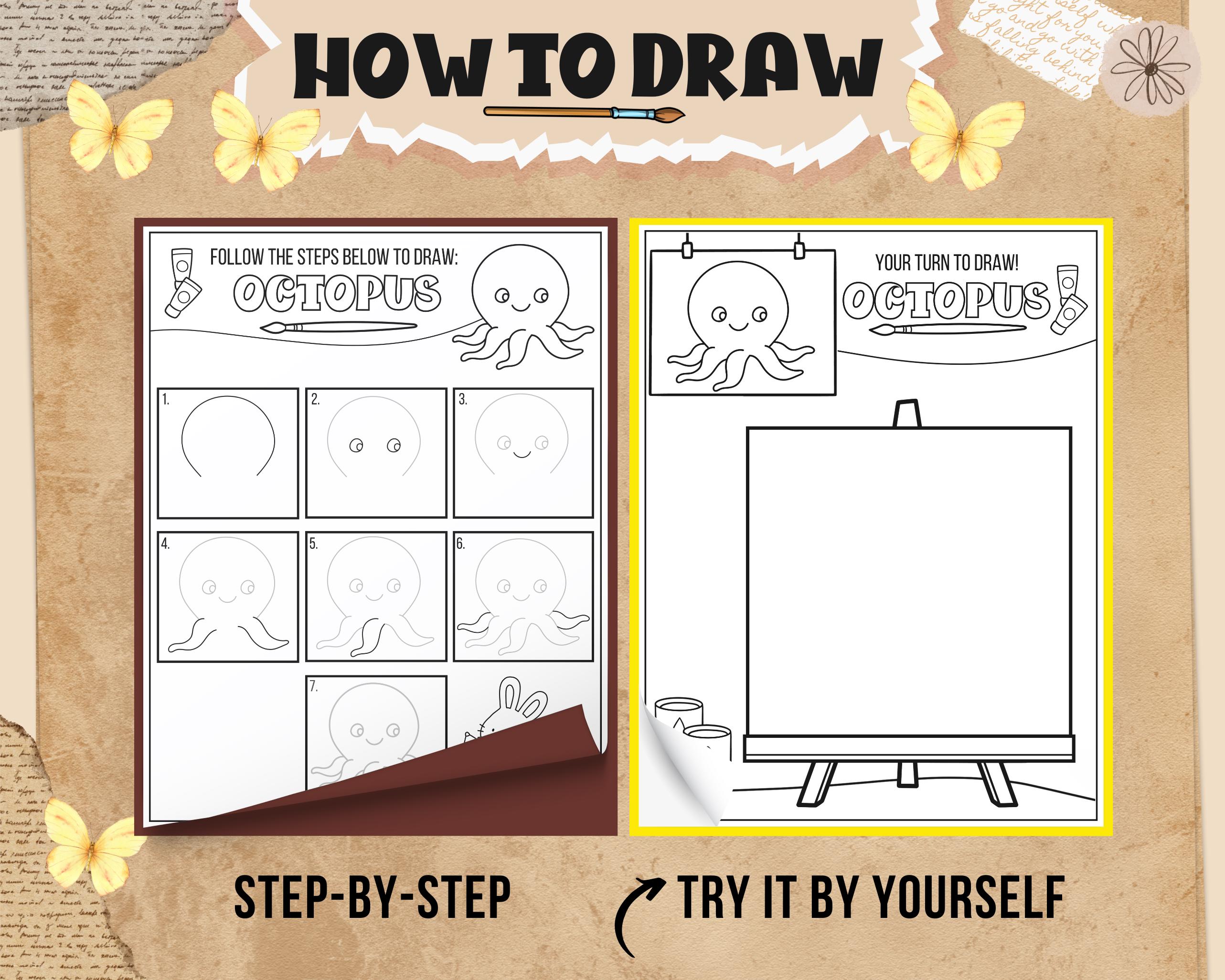 Kids Drawing Activity Pack: Step-by-step Guide, Trace Outlines (PDF ...