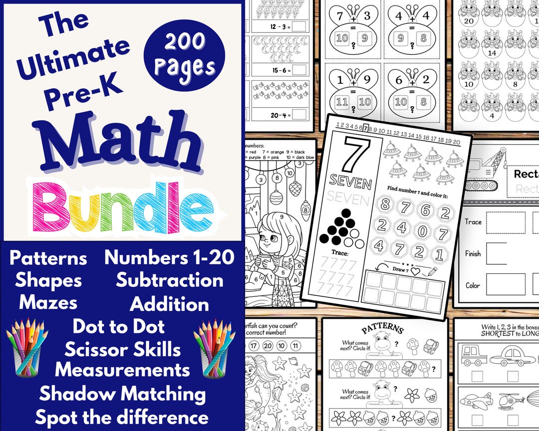 Pre-k Math Activity Book: 200 Pages, Numbers, Shapes (PDF Download) - Etsy