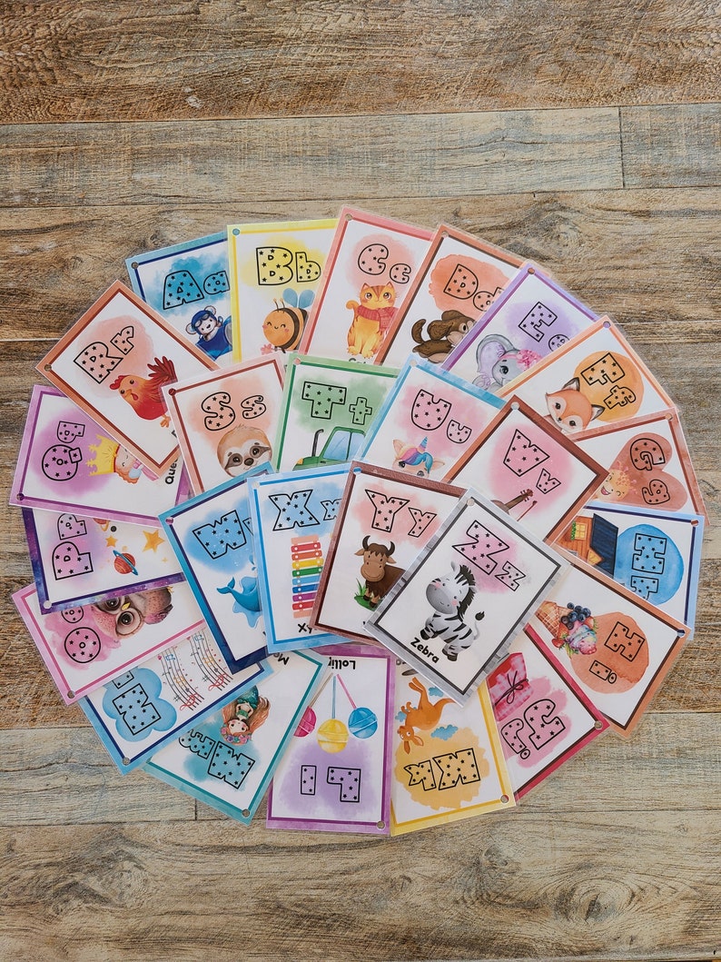 Watercolor ABC Flashcards Letter Recognition Language - Etsy